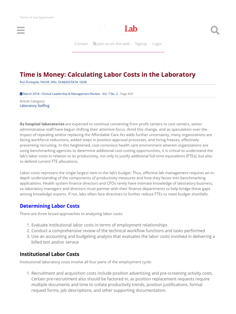 Analyzing Labor Costs in Laboratories | PDF | Full Time Equivalent ...