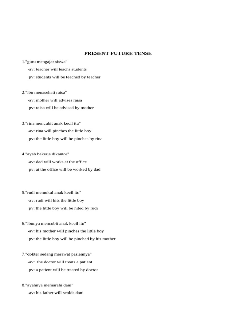 PRESENT FUTURE TENSE | PDF