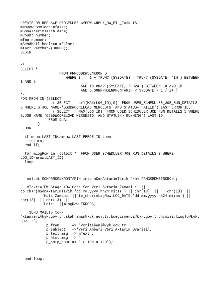 GSBDW - Check DW Etl Task Procedure | PDF