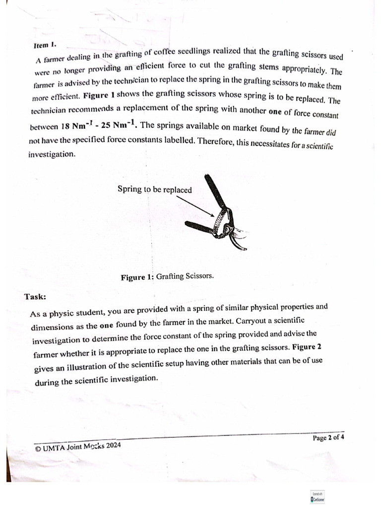 Sample Question of The New Curriculum Physics Umta Jiont Mock 2024 | PDF