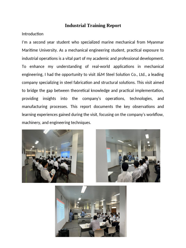 Industrial Training at J&M Steel Solutions | PDF | Welding | Construction