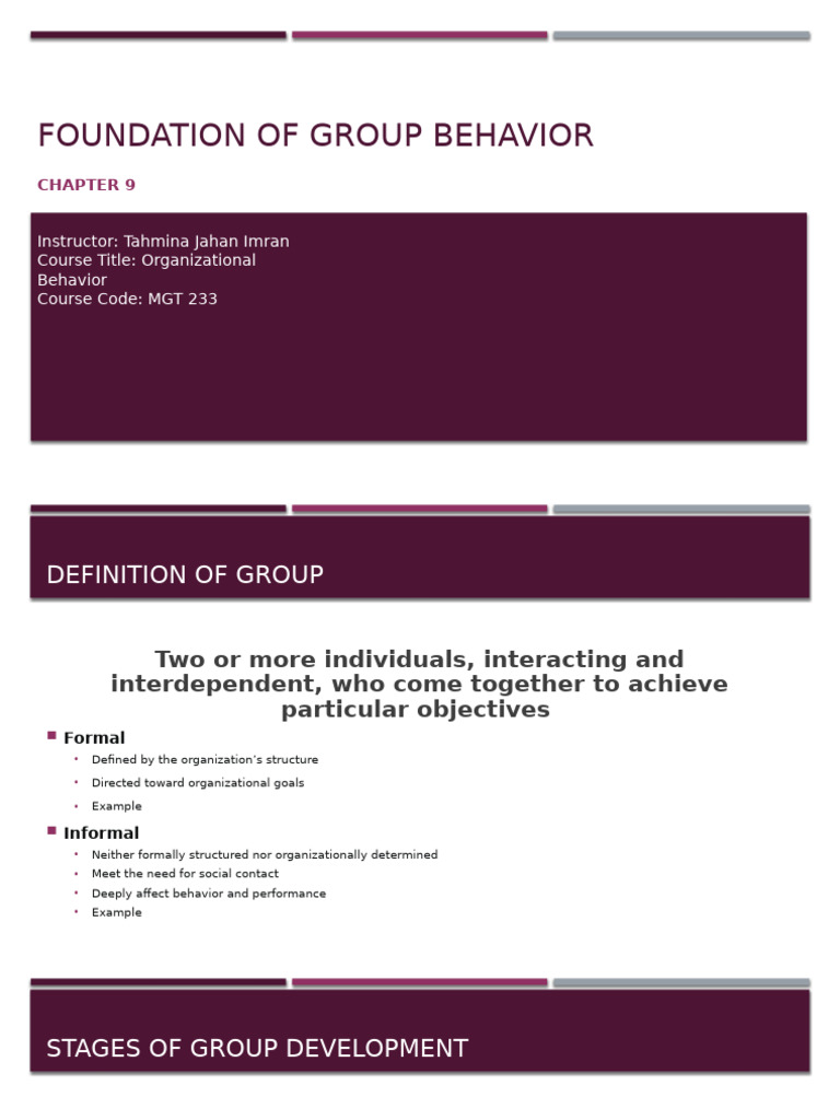 Chap 9. Foundation of Group Behavior | PDF | Social Stigma | Conformity
