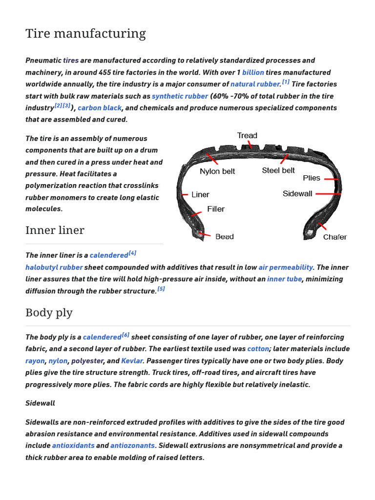 Tire Manufacturing - Wikipedia | PDF | Tire | Materials