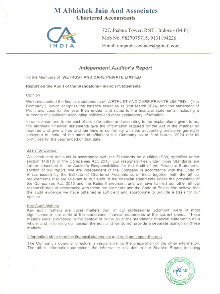 We Trust Audit Report FY 2023-24 | PDF