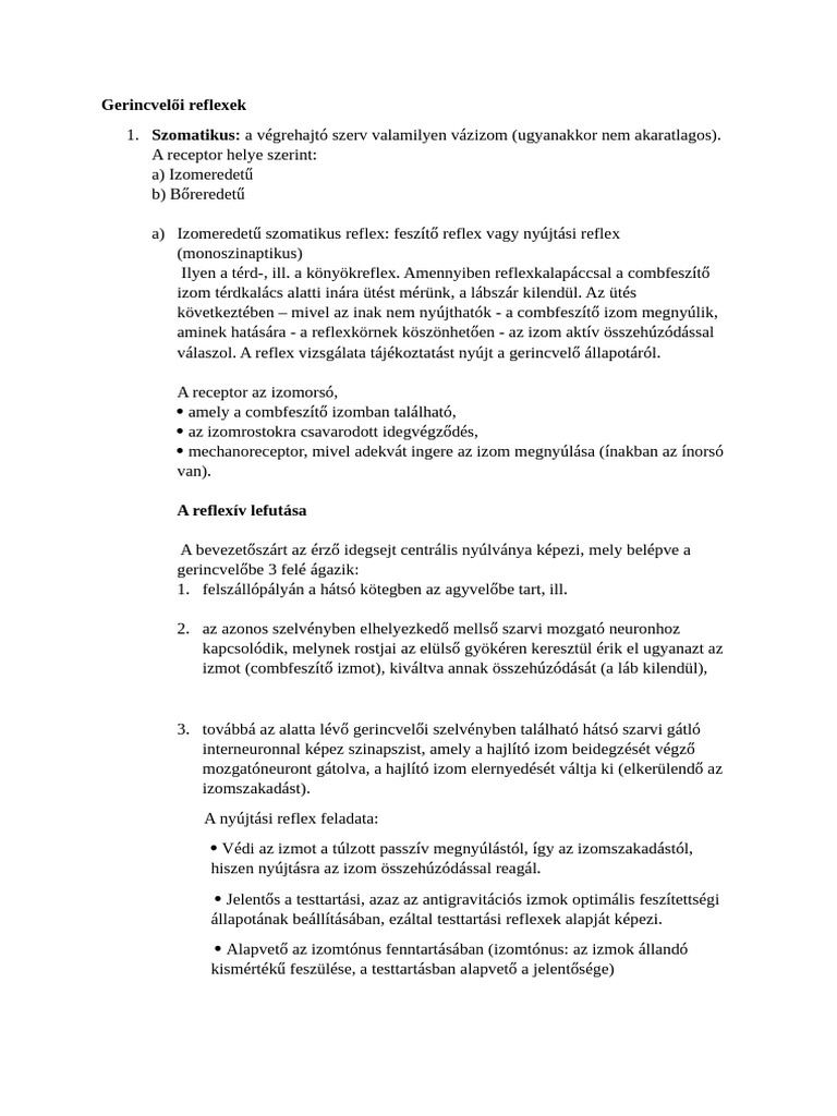 Gerincvelői Reflexek | PDF