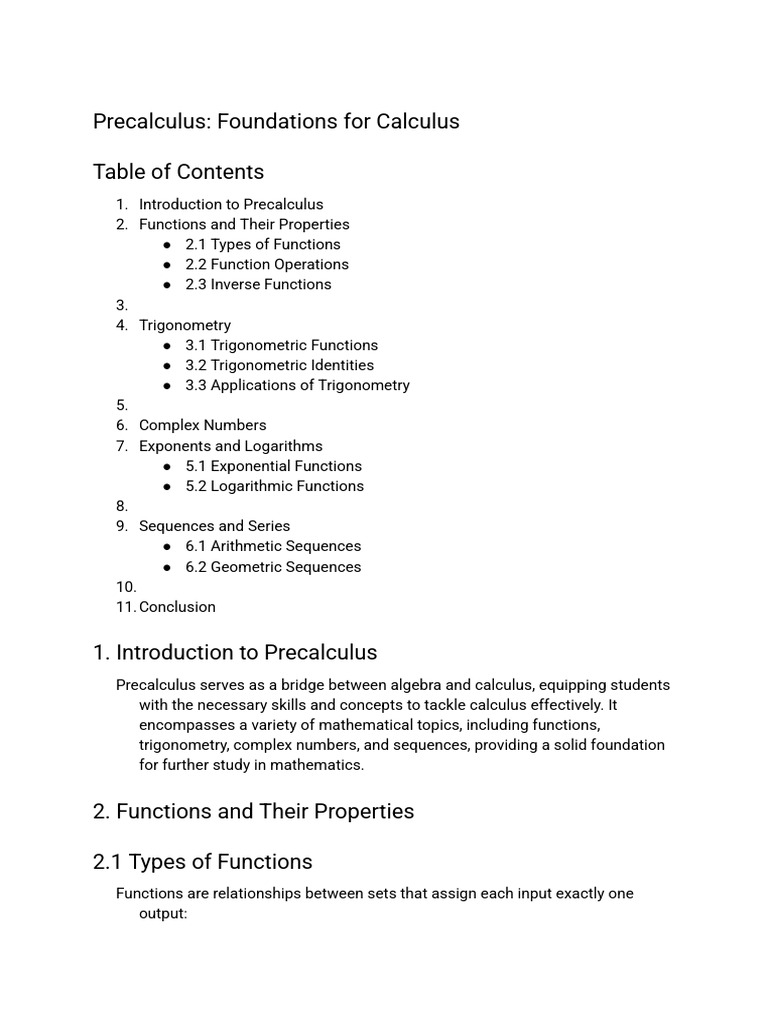 Precalculus - Foundations For Calculus | PDF | Trigonometry | Trigonometric Functions