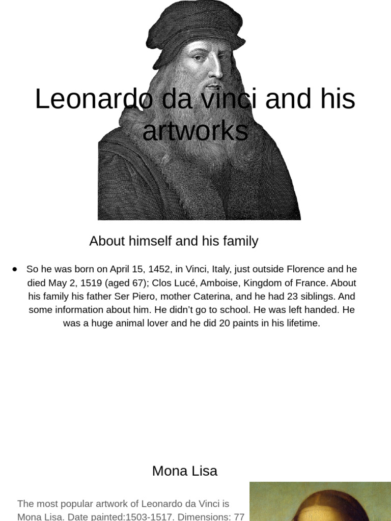 Leonardo Da Vinci and His Artworks | PDF