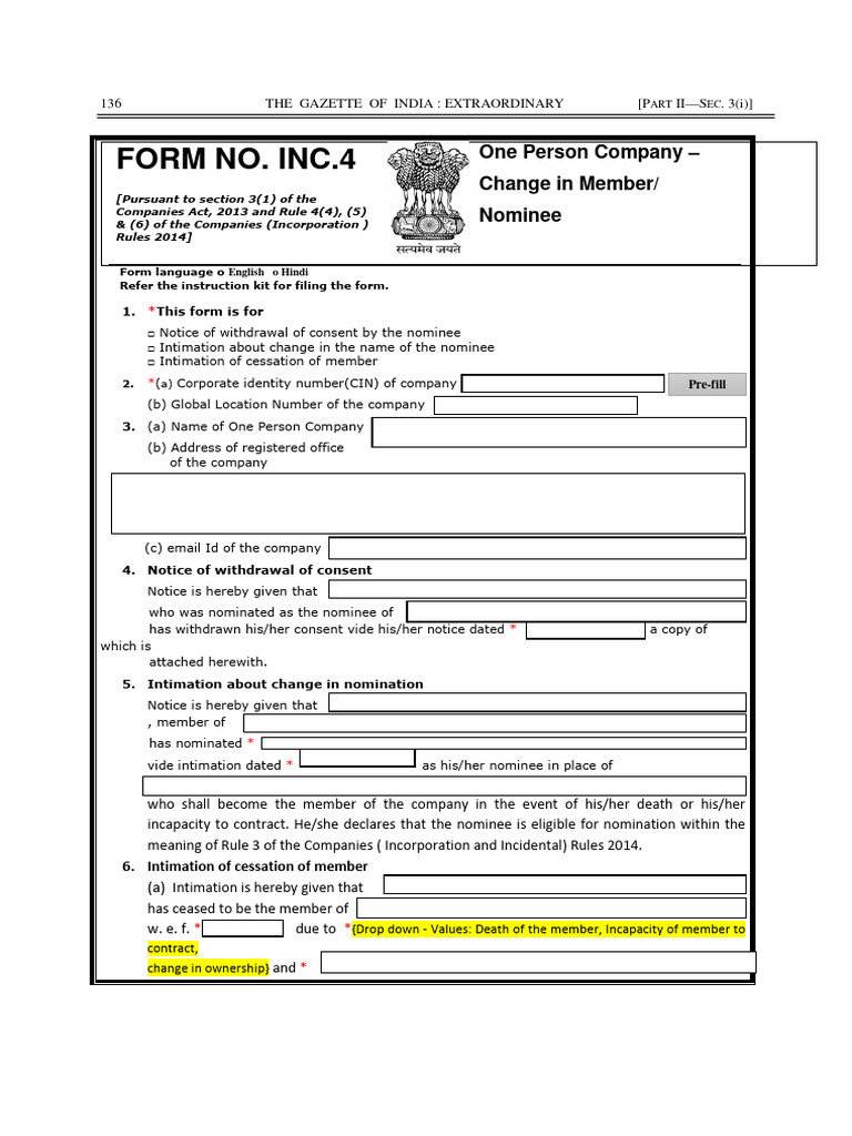 Form-INC-4 | PDF | Identity Document