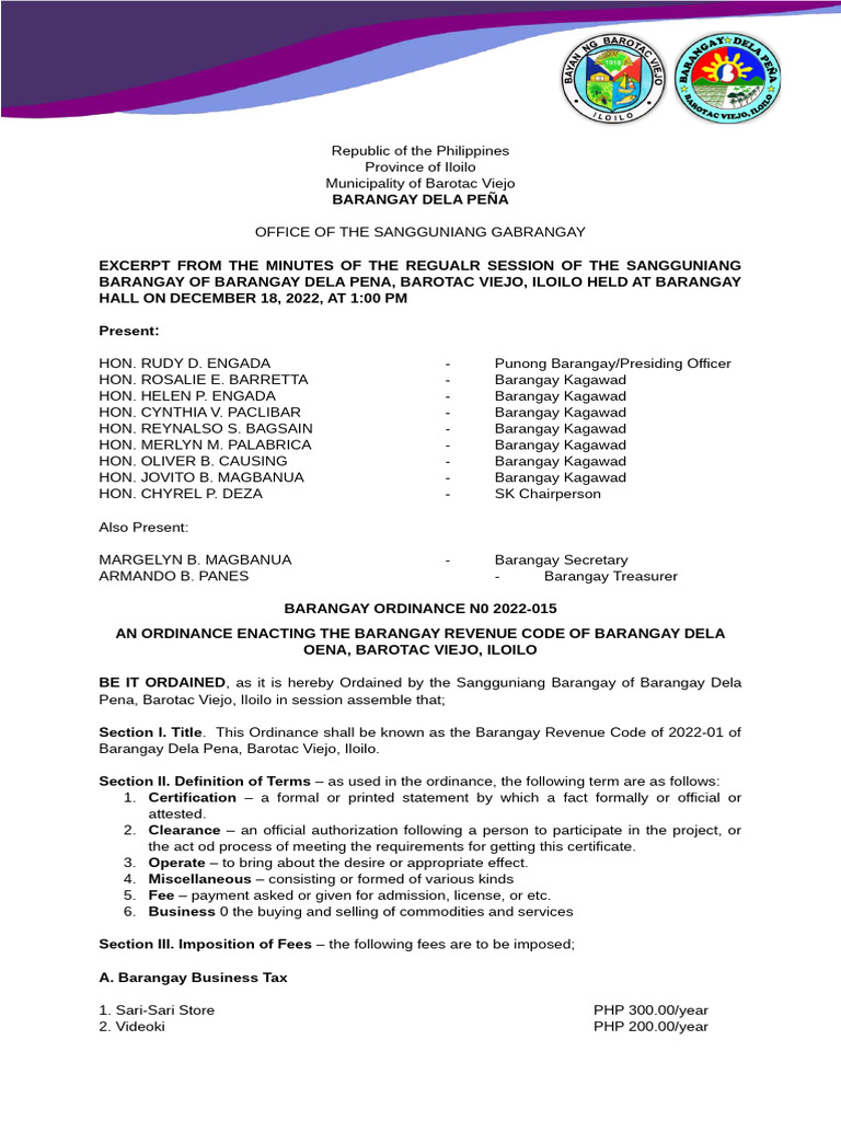 Barangay Clearance Resolution | PDF | Local Ordinance | Fine (Penalty)