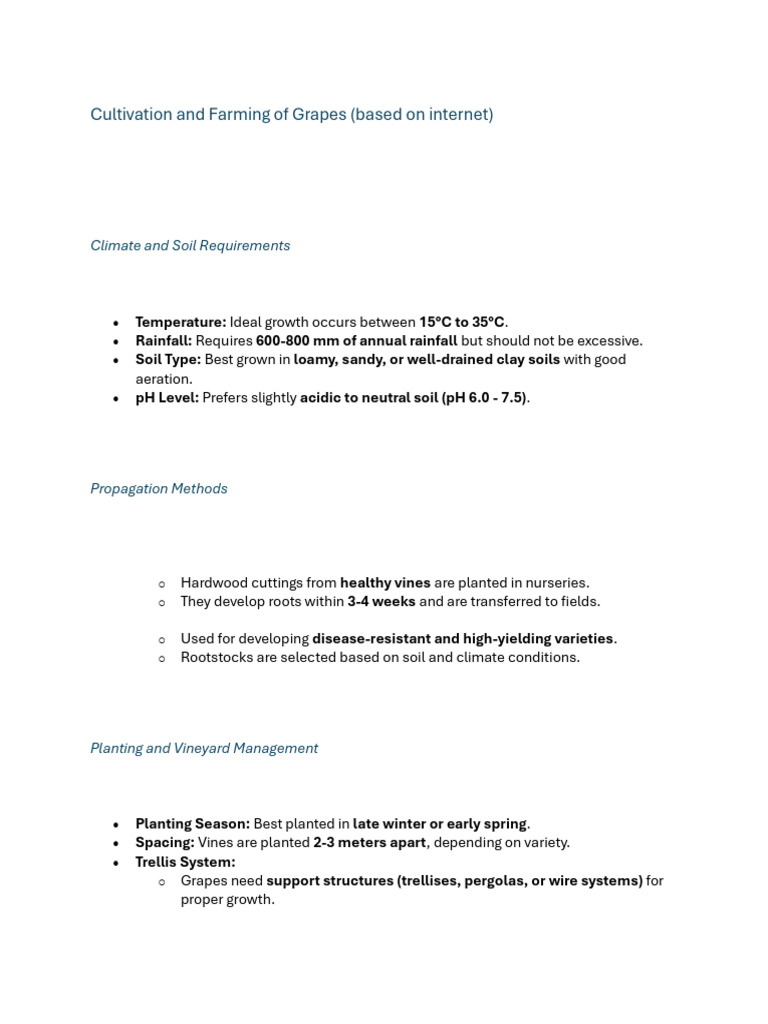 Cultivation and Farming of Grapes | PDF | Viticulture | Vitis