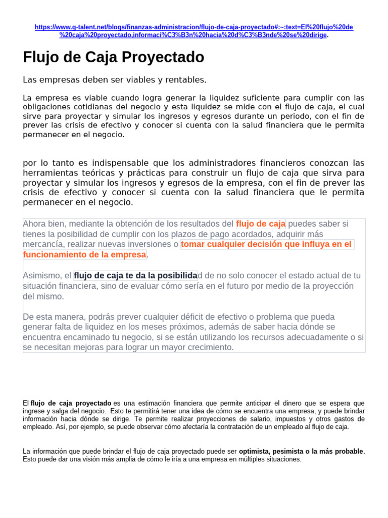 FLUJO DE CAJA PROYECTADO | PDF | Flujo de efectivo | Business