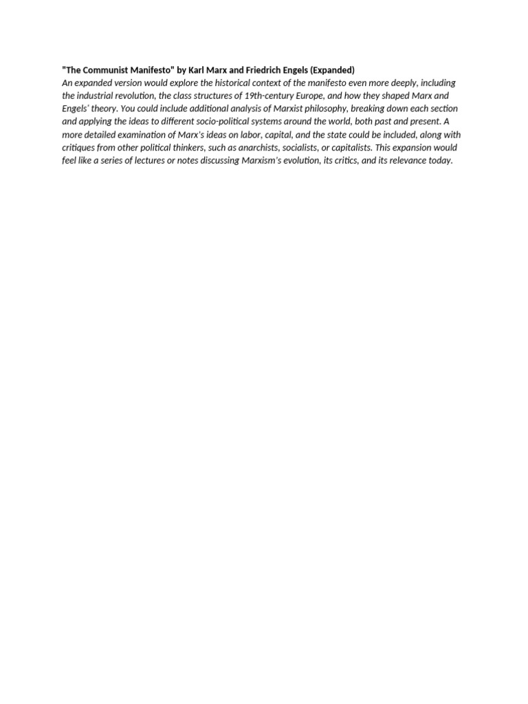 Expanded Analysis Of The Communist Manifesto Pdf