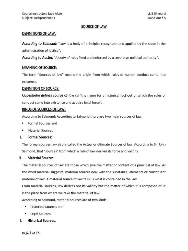 Source of Law | PDF | Precedent | Sources Of Law