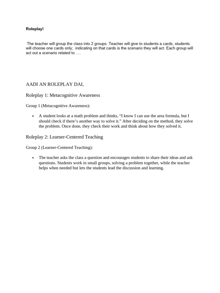 Roleplay | PDF | Metacognition | Thought