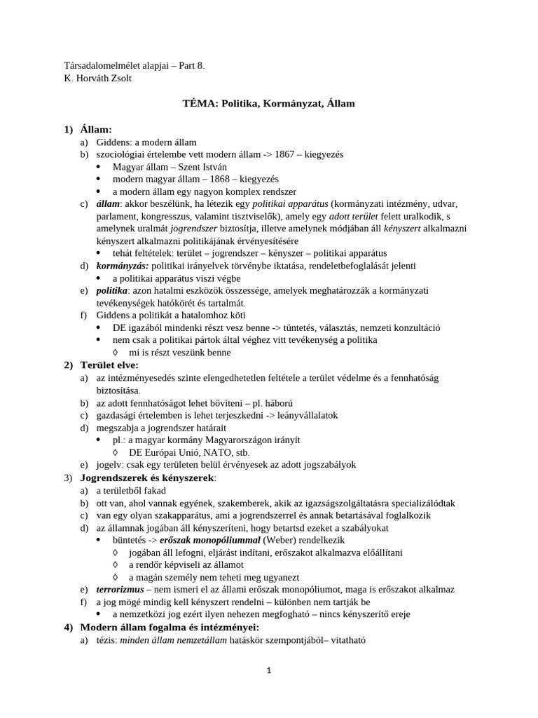 Társadalom-elmélet-alapjai-Part-10-Állam | PDF