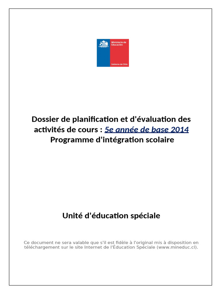 Planification et évaluation 5e année SEN | PDF | Apprentissage ...