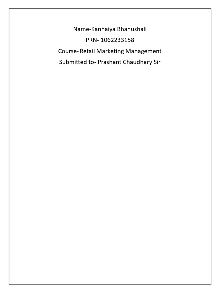 Kanhaiya Bhanushali RMM' | PDF | Retail | Market (Economics)