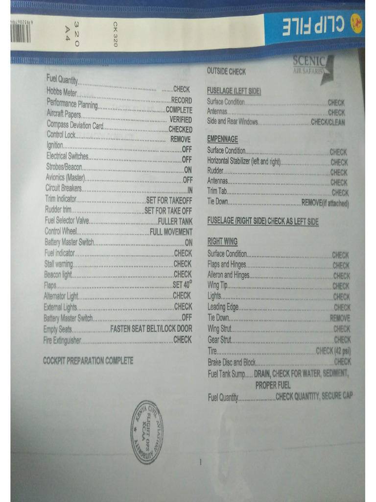 Pilot Checklist | PDF