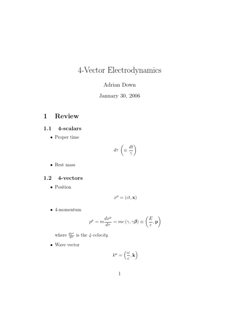 Four Vector | PDF | Special Relativity | Applied Mathematics