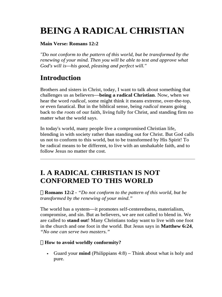 Embracing Radical Christianity | PDF | Jesus | Gospel Of Matthew