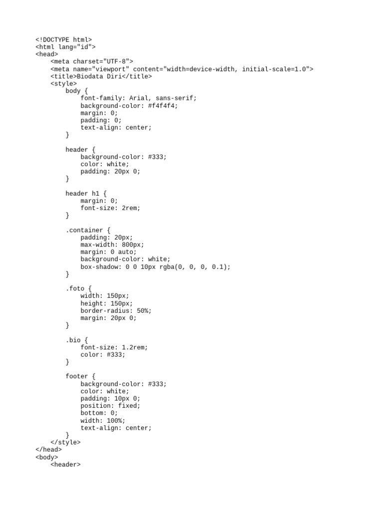 Biodata Diri Menggunakan Foto | PDF