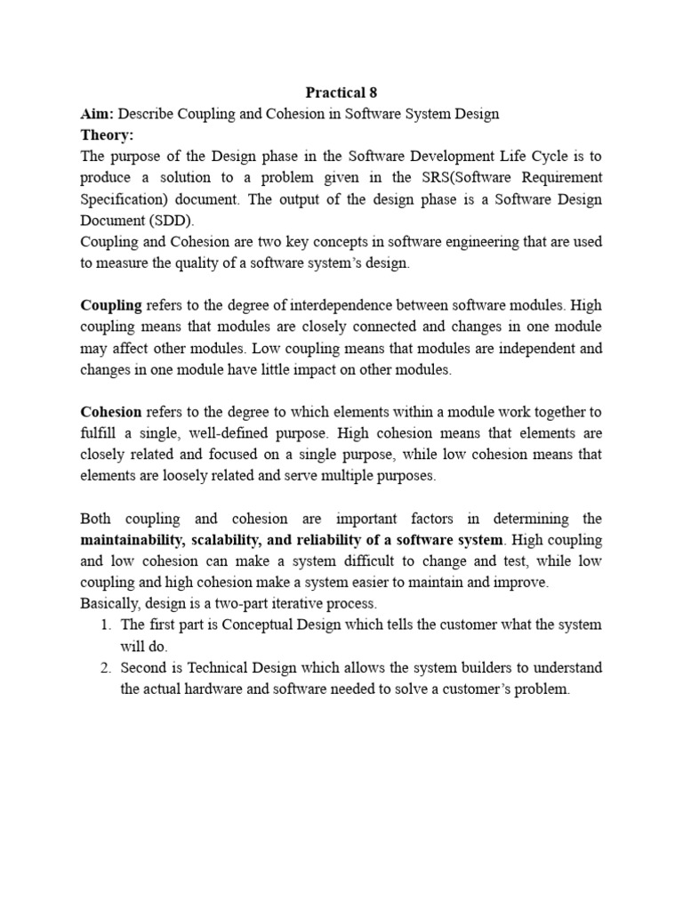 Coupling and Cohesion in Software Design | PDF | Modular Programming | Class (Computer Programming)