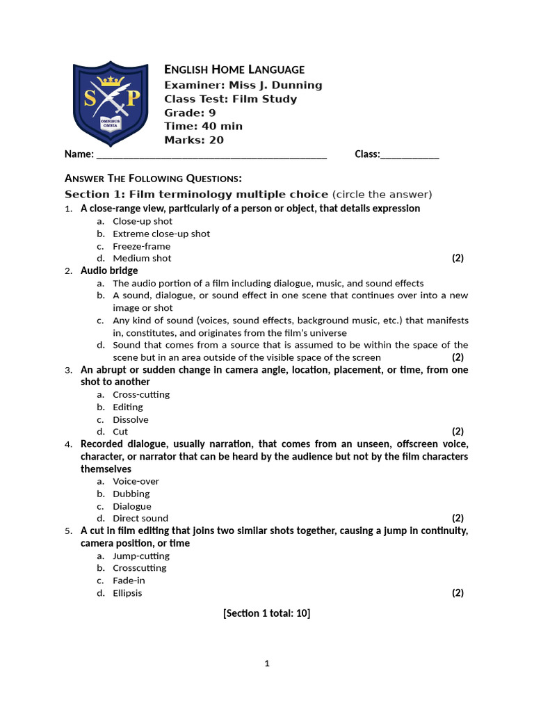 Grade 9 FS Test | PDF
