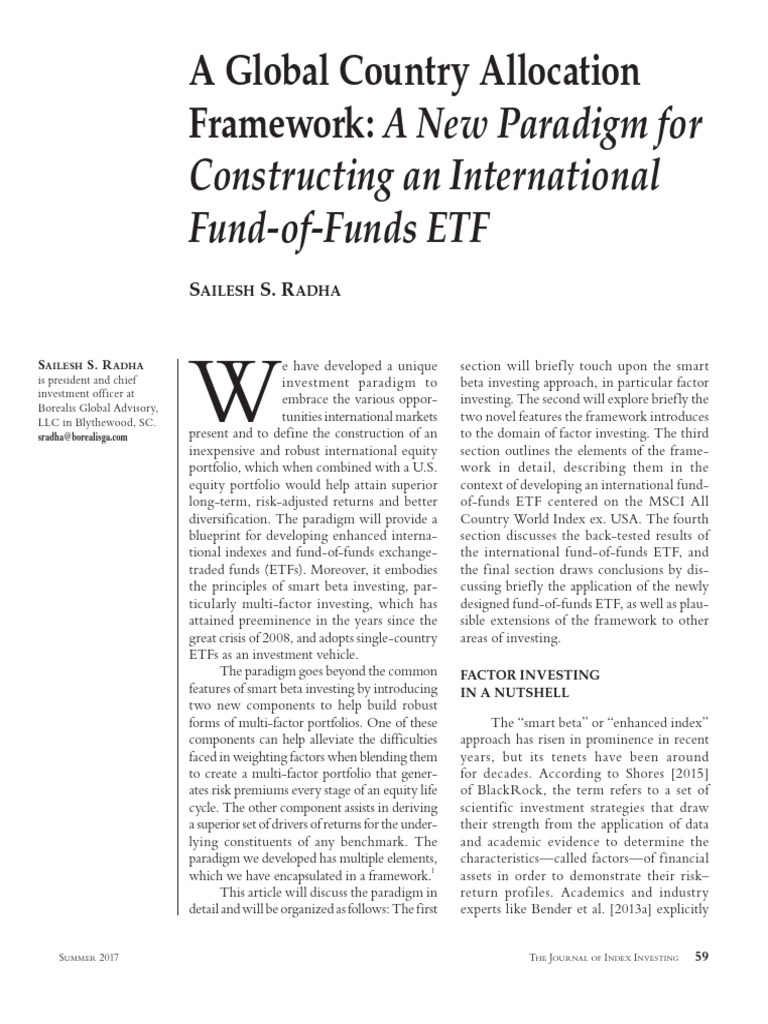 A Global Country Allocation Framework | PDF | Beta (Finance) | Exchange Traded Fund