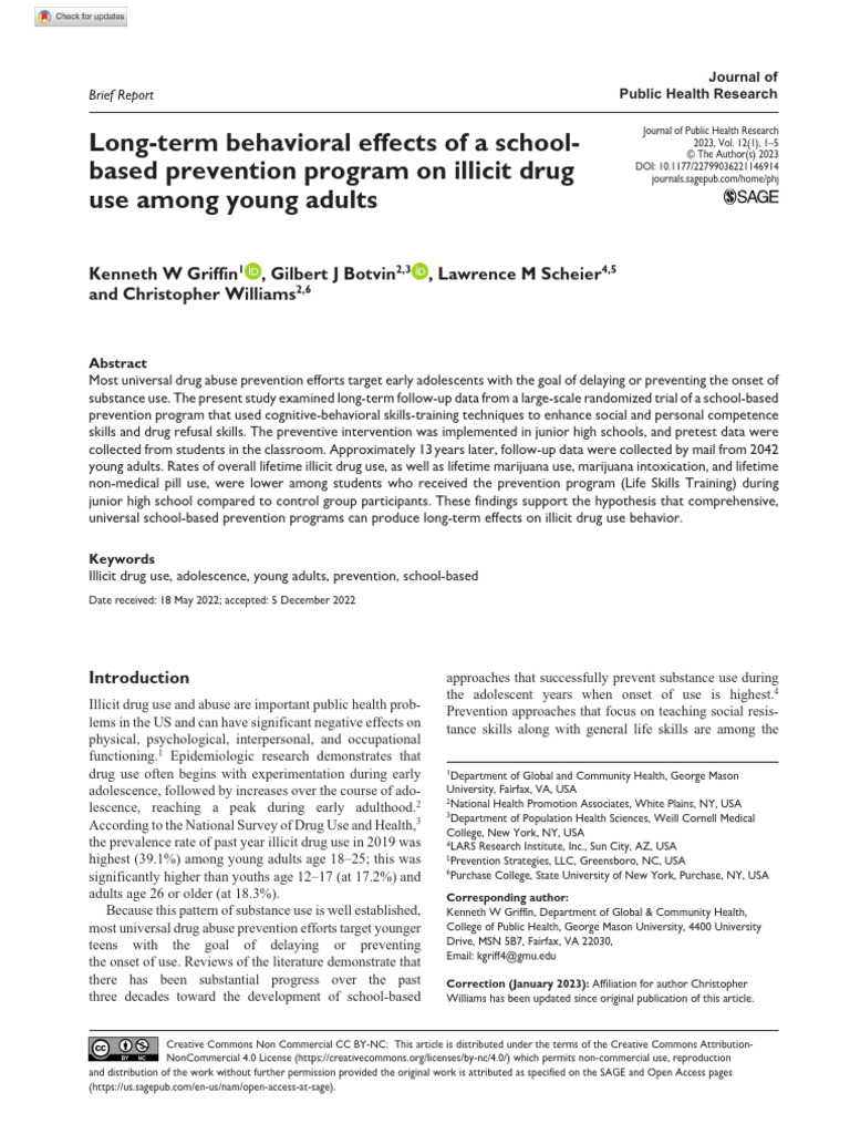 Griffin Et Al 2023 Long Term Behavioral Effects of A School Based ...