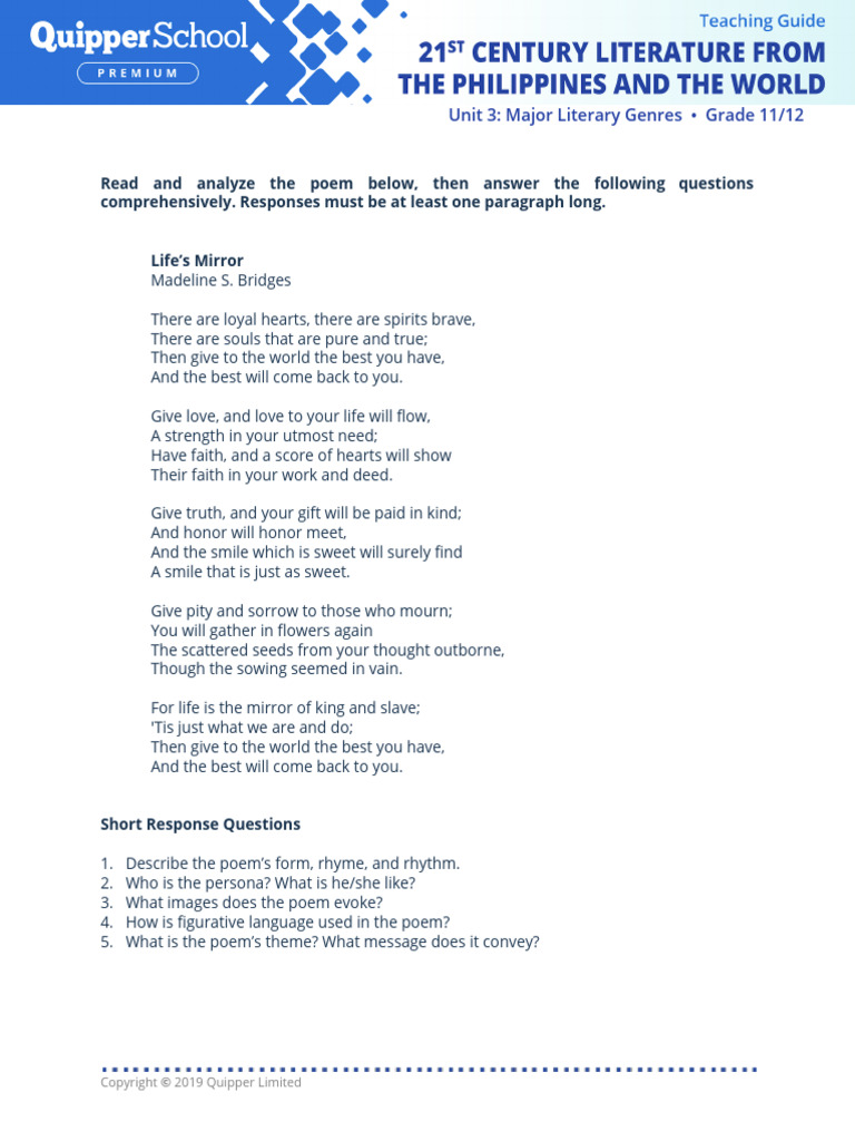 PDF-Texts LT-11 - Unit-3 Lesson-1 Poetry Analysis | PDF