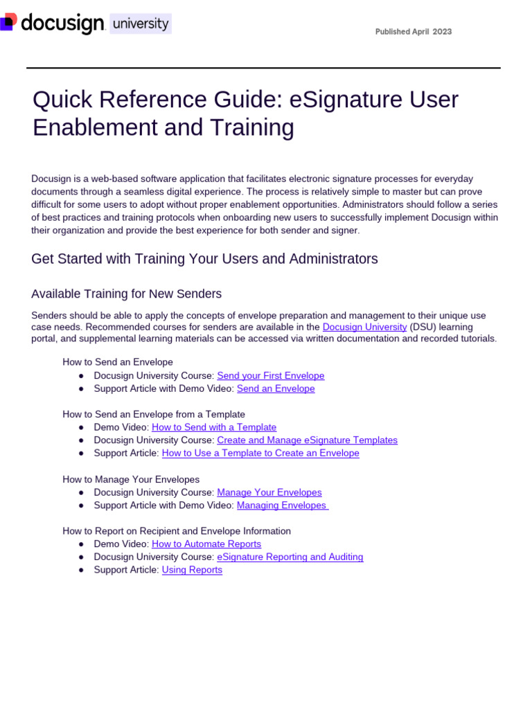 (DSU) BP Guide - Quick Reference - ESignature User Enablement and ...