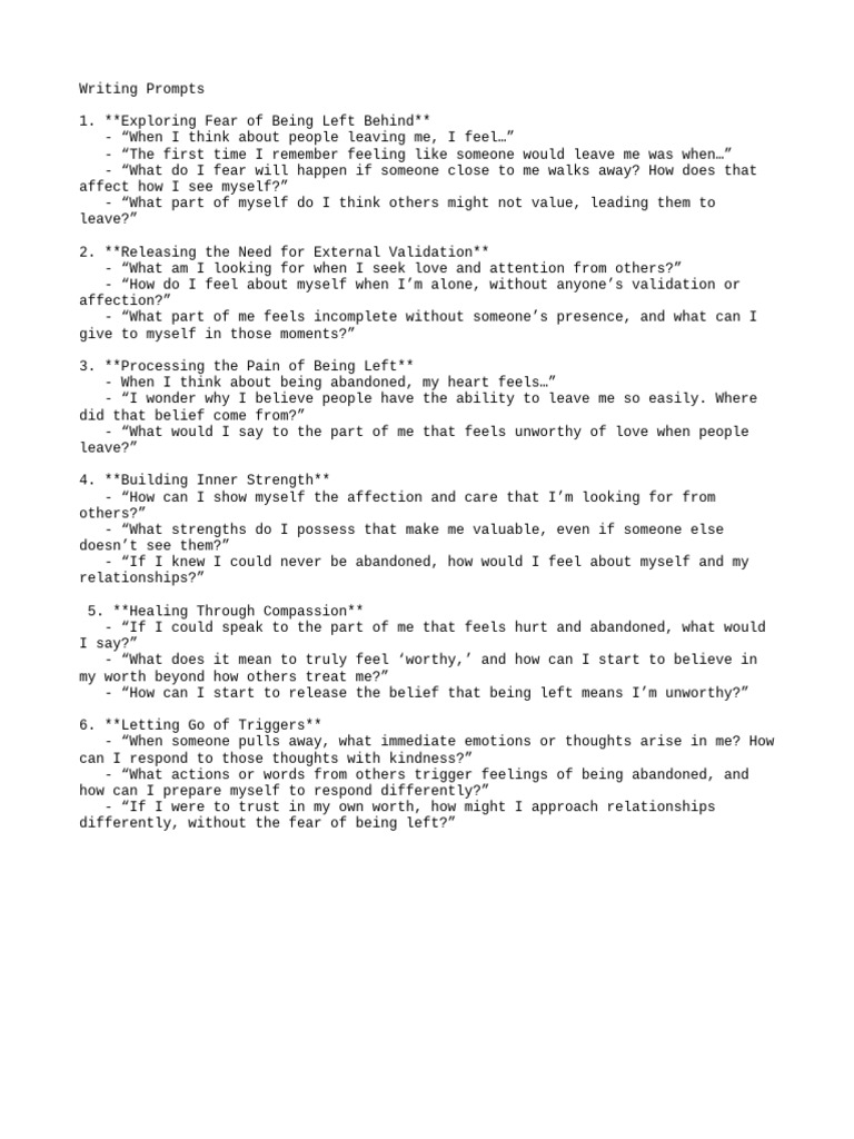 Writing Prompts for Emotional Healing | PDF