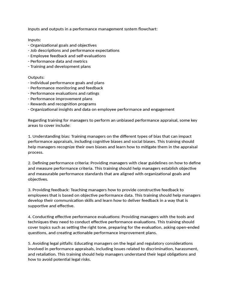 Inputs and Outputs in A Performance Management System Flowchart | PDF