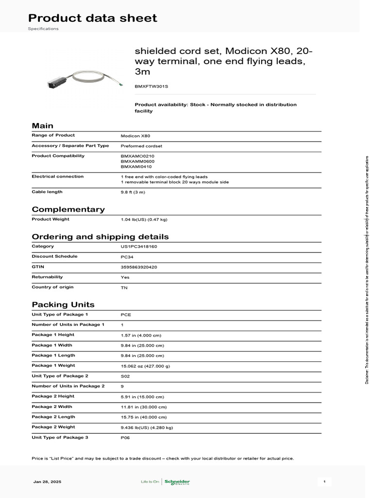 Schneider Electric - Modicon-X80-modules - BMXFTW301S | PDF | Economy ...