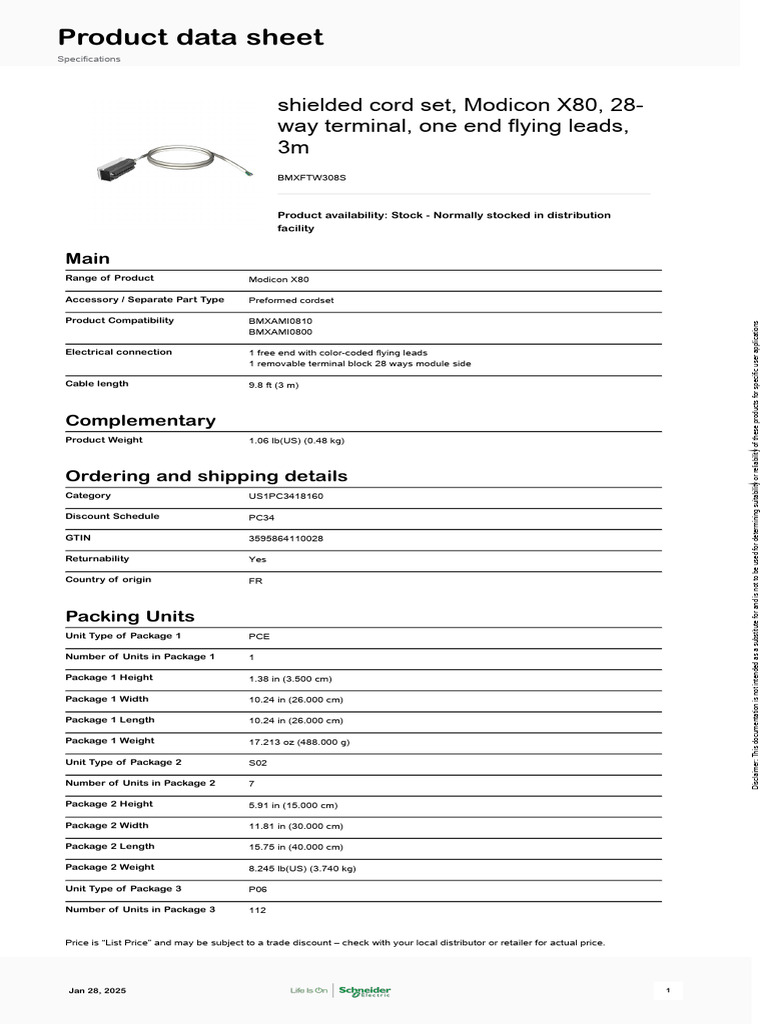 Schneider Electric - Modicon-X80-modules - BMXFTW308S | PDF | Economy ...