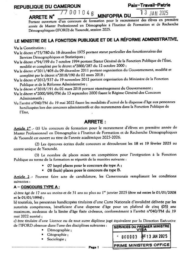 Concours IFORD 2025 | PDF
