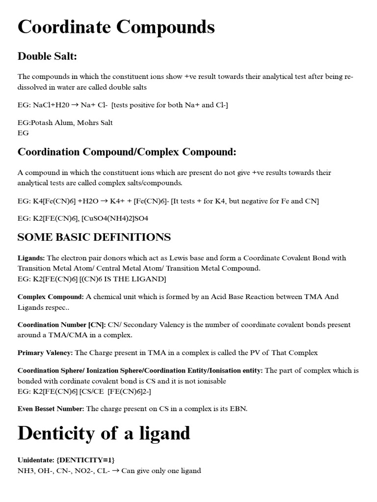 Coordinate Compounds | PDF | Coordination Complex | Ligand