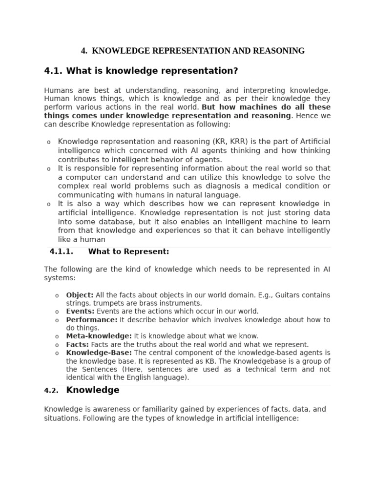 Chapter 4 Knowledge Representation and Reasoning | PDF | Knowledge Representation And Reasoning ...