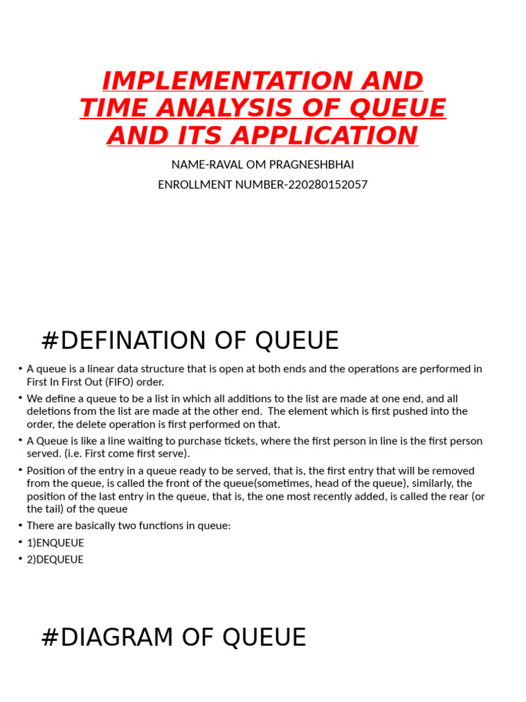 IMPLEMENTATION AND TIME ANALYSIS OF QUEUE AND ITS APPLICATION | PDF ... IMPLEMENTATION AND TIME ANALYSIS OF QUEUE AND ITS APPLICATION | PDF ...
