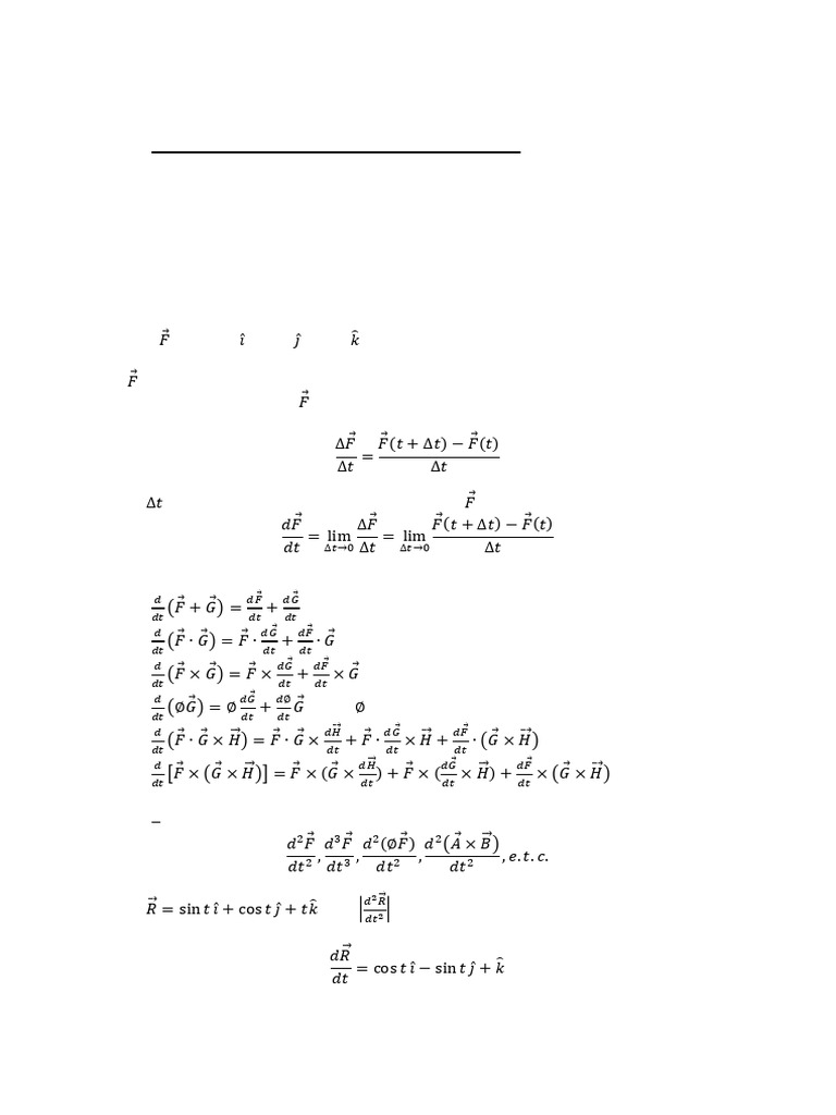 Differentiation of Vectors | PDF | Derivative | Acceleration