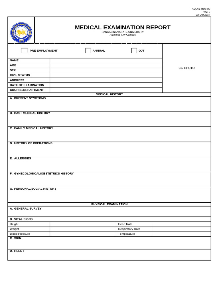 02 Medical Examination Report 1 | PDF | Physical Examination | Medicine