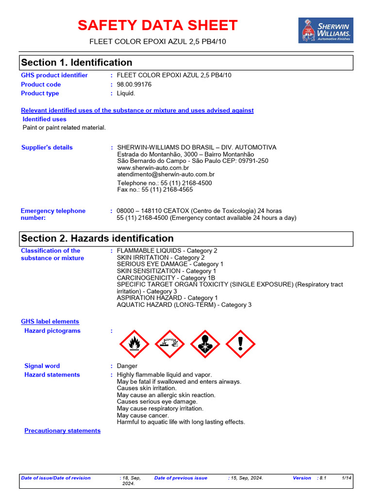 Fleet Color Epoxi Azul 2,5 PB410 Fispq | PDF