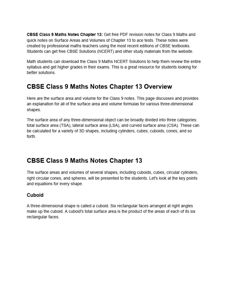 Surface areas and volumes maths | PDF | Area | Volume