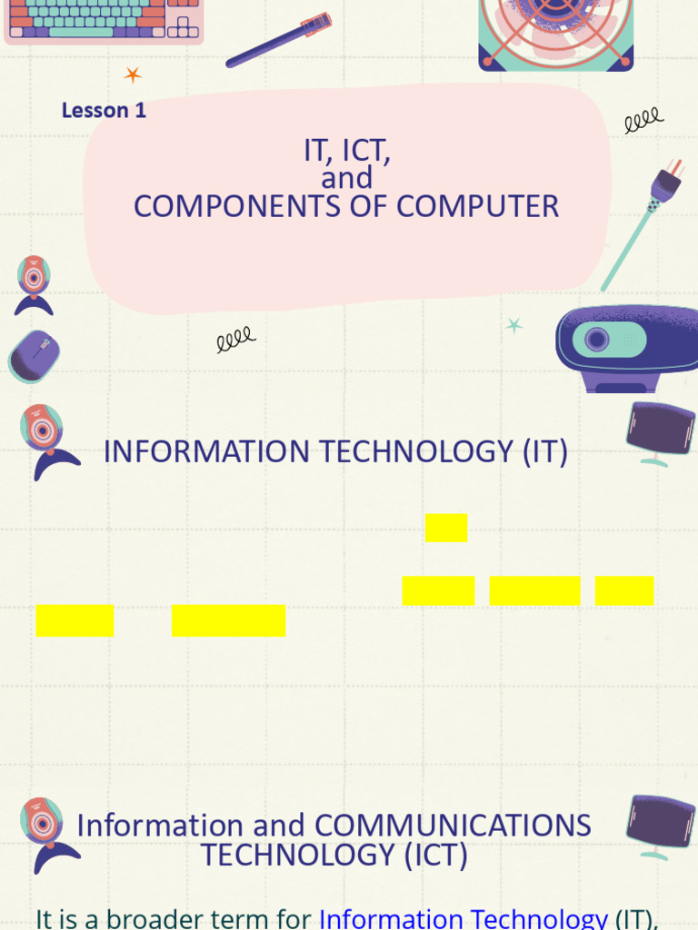 Lesson 1 IT ICT Components of Computer | PDF | Computer Data Storage ...