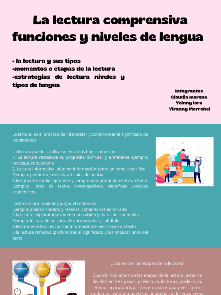 Tema Principal La Lectura Comprensiva Funciones y Niveles de Lengua ...