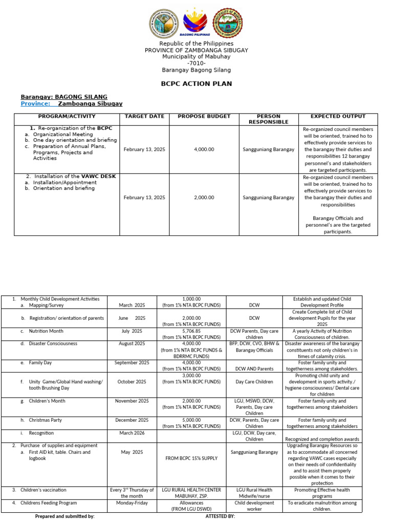 BCPC ACTION PLAN | PDF
