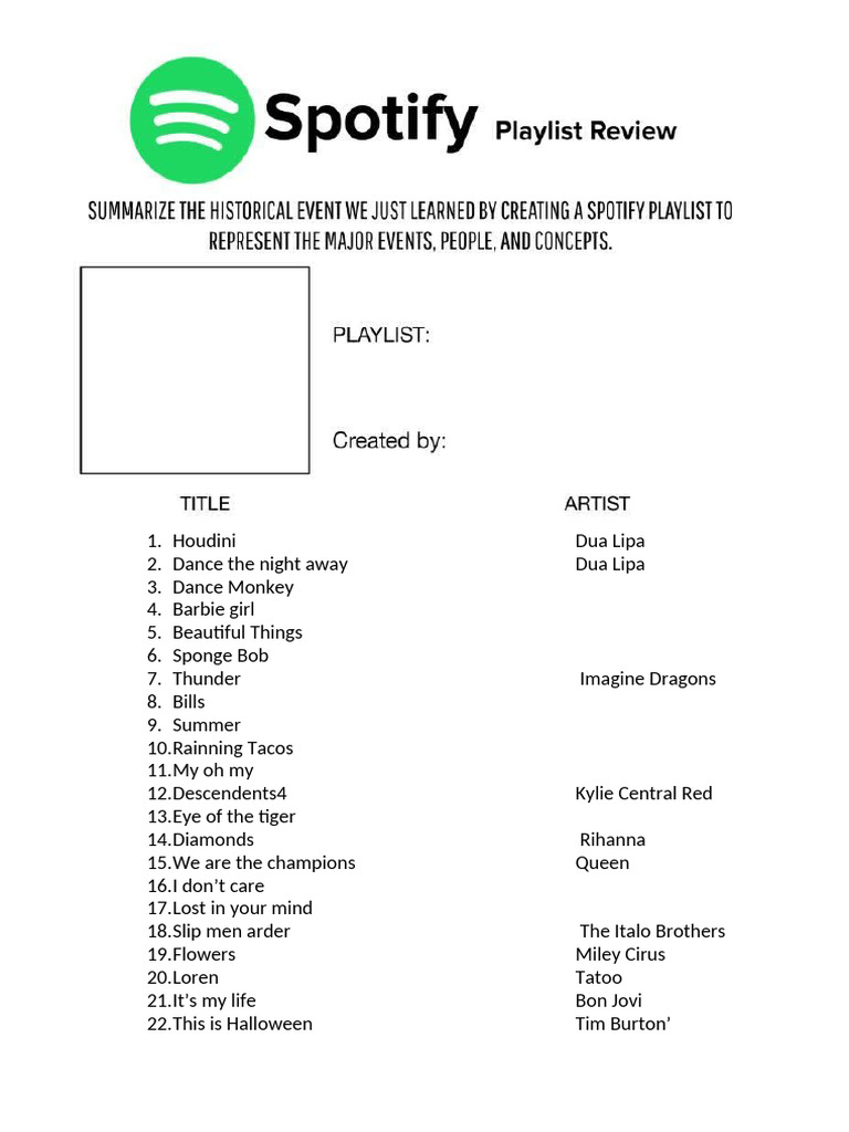 Popular Songs Playlist Overview | PDF