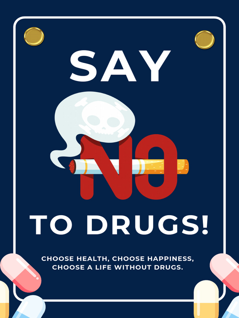 Navy Simple Bold Say No To Drugs Poster | PDF
