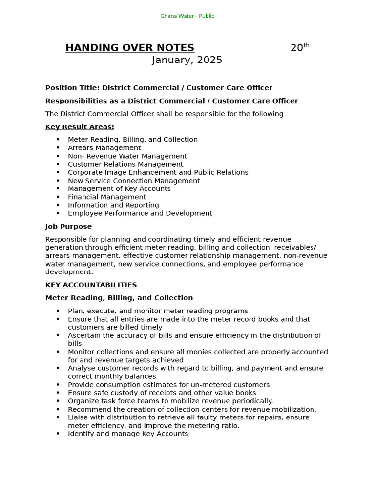 Handing Over Notes Nje District Edited | PDF | Laptop | Customer ...