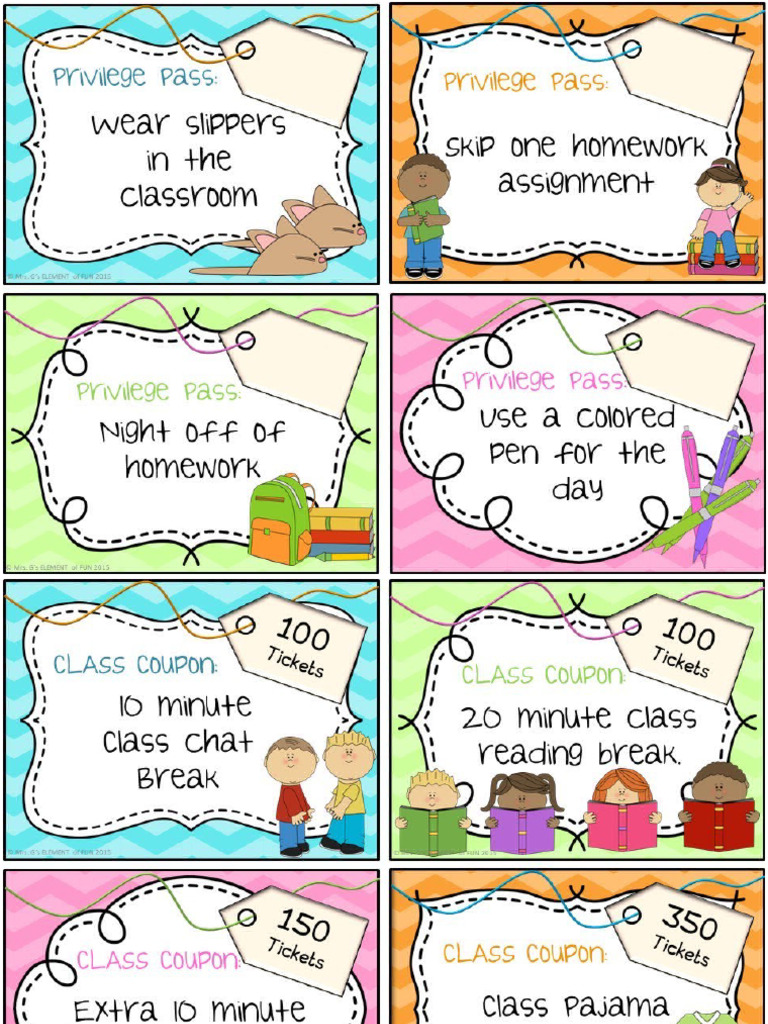 Class Coupon Rewardsfor Classroom Management Ticket | PDF